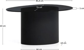 Černý konferenční stolek se skleněnou deskou 74x81,5 cm Olir – Kave Home