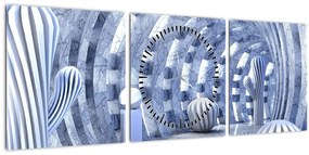 Obraz - 3D abstrakce (s hodinami) (90x30 cm)