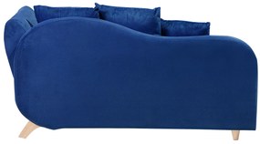 Sametová modrá lenoška s úložným prostorem modrá pravostranná MERI Beliani