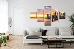 Vícedílný obraz Panorama Brooklynského Mostu Při Západu Slunce Nedostatek Nedostatek Plátno Canvas 250x150