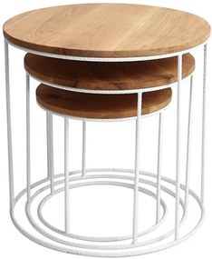 OnaDnes -20% Nordic Design Set 3 bílých dřevěných konferenčních stolků Tris 40/50/60 cm