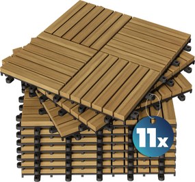 Dřevěná terasová dlaždice akácie Quattro mozaika sada 11 ks 30x30cm