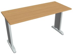 Stůl pracovní rovný 140 cm hl. 60 cm - Hobis Flex FE 1400 Dekor stolové desky: buk, Barva nohou: Stříbrná