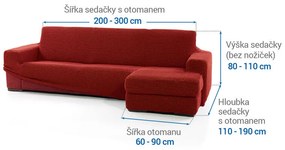 Super strečové potahy NIAGARA cihlová sedačka s otomanem vpravo (š. 200 - 300 cm)