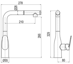 Mereo Mereo, Dřezová stojánková baterie, Viana, s výsuvnou 2-polohovou sprchou, chrom, CBE20104