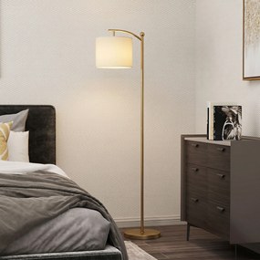 HOMCOM Stojací lampa, nastavitelné možnosti osvětlení, nožní spínač, dálkové ovládání, kov, zlatá