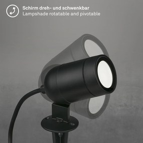 BRILO 3674-015 LED zahradní bodové svítidlo, 12 cm, 4,4 W, 380 lm, černá - BRILO
