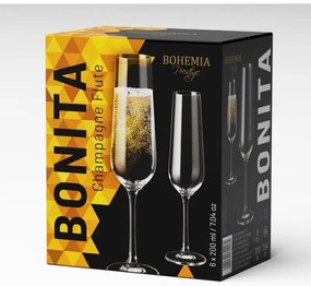 BOHEMIA PRESTIGE BONITA SKLENICE NA ŠAMPAŇSKÉ 200ML SADA 6 KS