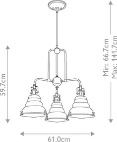 Elstead Industriální tříramenný lustr Quoizel Eastvale Palladianský bronz 3x E27