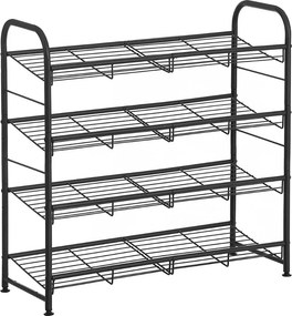 Botník IRON, 4 police, 68,5x27,5x65 cm, černá SongmicsHome