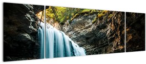 Obraz lesního vodopádu (170x50 cm)