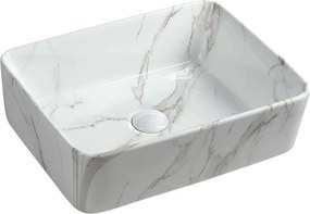Sapho Dalma - Umyvadlo na desku, 48x38 cm, bez otvoru pro baterii, carrara MM517