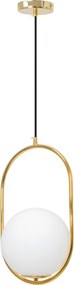 Toolight - Skleněná závěsná lampa E27 60W APP473-1CP, bílá-zlatá, OSW-00605