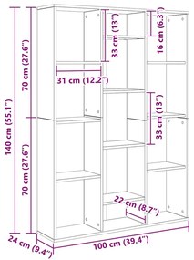 vidaXL Marketos Dělicí stěna / knihovna bílá 100 x 24 x 140 cm kompozitní dřevo