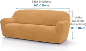 Super strečové potahy  RUBINIA zlatá dvojkřeslo (š. 140 - 180 cm)