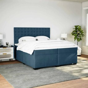 Box spring postel s matrací modrá 200 x 200 cm samet 3291018