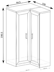 Tadeusz S - šatní skříň rohová T25 K - dub stoletý