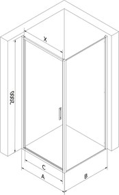 Mexen Exo sprchový kout s kyvnými dveřmi 75 x 75 cm, transparentní, černý - 817-075-075-70-00