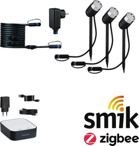 P 5183 Plug & Shine startovací sada Smart Home smik Gateway + LED bodové zahradní světlo Pike základní sada RGBW+ - PAULMANN