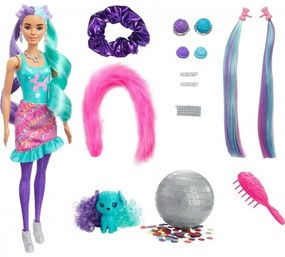 Barbie color reveal glitter! vlasová stylizace modrá, mattel hbg41