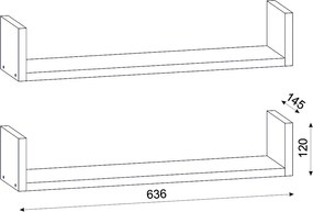 Závěsná police (2 ks) ITUNI bílá