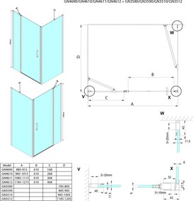 Gelco Gelco, LORO čtvercová sprchová zástěna 900x900 mm, GN4690-04
