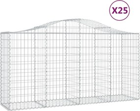 Klenuté gabionové koše 25ks 200x50x100/120cm pozinkované železo 3145656