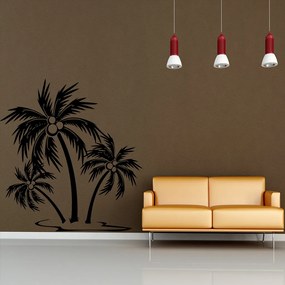 Živá Zeď Samolepka na zeď Palmy na ostrůvku Barva: černá, Velikost: 60 x 61 cm