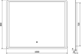 Mexen Zusa, LED koupelnové zrcadlo s podsvícením 100x80 cm, 6000K, ochrana proti zamlžování, 9808-100-080-611-00