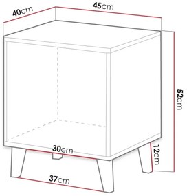 SADA 2x Noční stolek VAMOS 52x45 cm dub wotan