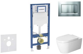 Geberit Duofix - Set předstěnové instalace, klozetu ME by Starck a sedátka softclose, tlačítko Sigma20, matný chrom/chrom SANI11CP2114