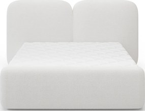 Postel Ollival 180x200 s kovovým roštem a úložným prostorem, bílý velur