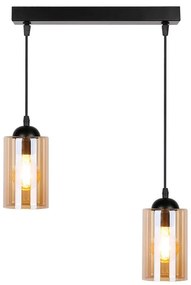 Černé závěsné svítidlo se skleněným stínidlem 10x34 cm Bistro – Candellux Lighting
