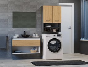 TPS Koupelnová skříňka nad pračku POLA MINI DK - Antracit - Dub artisan