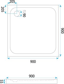 Rea Belmond, akrylová sprchová vanička 90x90x5, 5 cm, bílá lesklá, REA-K4371