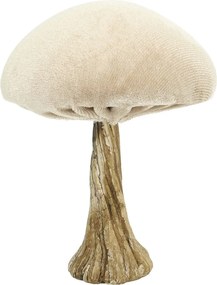 Dekorace Velvet Mushroom 10 cm beige