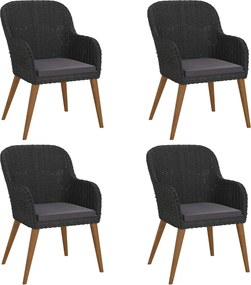 5dílný zahradní jídelní set s poduškami černý 3156718