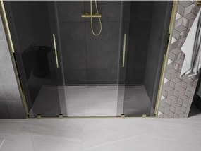 Mexen Velar L Duo, posuvné sprchové dveře do otvoru 170 cm, 8mm šedé sklo, zlatá lesklá, 871-170-003-42-50