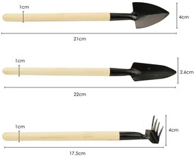 Verk Group Sada zahradnického nářadí hrábě lopata 3v1 mini nářadí na květináče