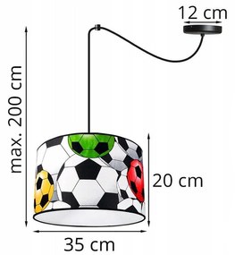 Dětské závěsné svítidlo SOCCER SPIDER, 1x textilní stínítko se vzorem, (výběr ze 2 barev konstrukce)