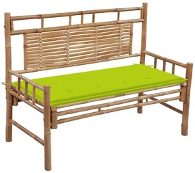Zahradní Lavice S Poduškou 120 Cm Bambus Jasně Zelená
