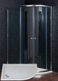ARTTEC Sprchový kout čtvrtkruhový KLASIK 110 x 80 cm čiré sklo s vaničkou z litého mramoru STONE levé provedení PAN01079