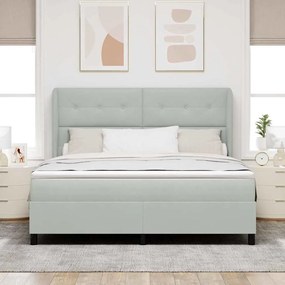 Postel s boxspringem s čelo Světle šedá 200 x 180 cm samet 3340940