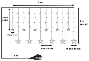 VOLTRONIC® 67296 Vánoční závěs - 12 hvězd, 150 LED, teple/studeně bílý