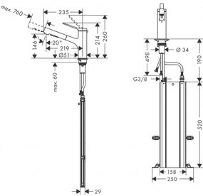 Hansgrohe Zesis M33 - Páková kuchyňská baterie 150, vytahovací sprška, 2jet, sBox, vzhled nerezu 74821800