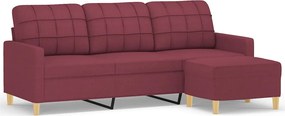 3místná pohovka s podnožkou vínová 180 cm textil 3201007