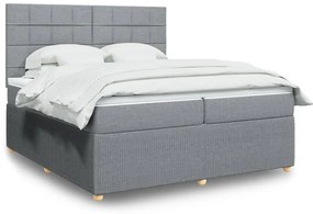Box spring postel s matrací světle šedá 200 x 200 cm textil
