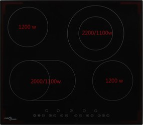 vidaXL Keramická varná deska 4 varné zóny dotykové ovládání 6 600 W [50785]