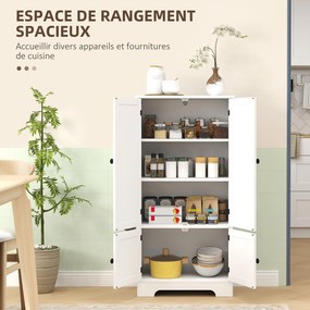 HOMCOM Kuchyňský K cabinet s Úložným Prostorem a Nastavitelnými Policemi pro Jídelnu a Obývací Pokoj, 58,2 x 30 x 123 cm, bílý