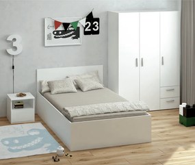 Postel s kovovým roštem a úložným prostorem, 120x200, bílá, DOLI